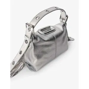 Maje Mini Metallic-leather Shoulder Bag - Noir / Gris