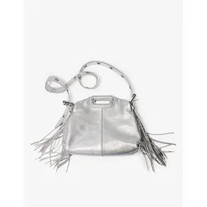 Maje Mini Metallic-leather Shoulder Bag - Noir / Gris