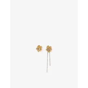 Maje Flower Brass Drop Earrings - Gold