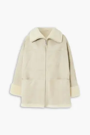 TOTEME Paneled Shearling Jacket - Stone