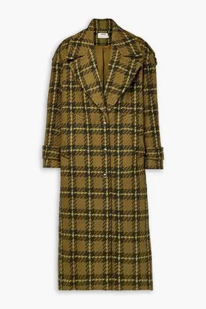 Zimmermann Checked Wool-tweed Coat - Mustard