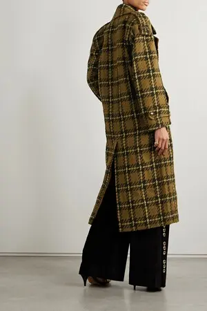 Zimmermann Checked Wool-tweed Coat - Mustard