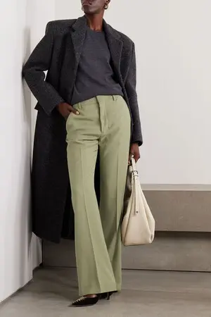 Ami Twill Flared Pants - Light Green