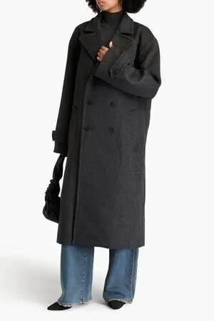 NILI LOTAN Georgio Double-breasted Brushed Wool-felt Coat