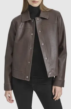 ANDREW MARC SPORT Vintage Washed Faux Leather Jacket