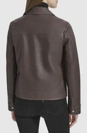 ANDREW MARC SPORT Vintage Washed Faux Leather Jacket