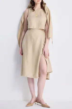 REISTOR Overlap Midi Skirt - Neutral