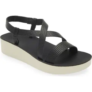 Olukai Onohi Strappy Platform Sandal - Black/white Sand