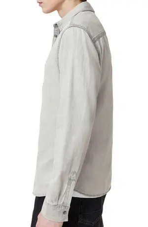 ALLSAINTS Gleason Cotton Denim Snap-up Shirt - Grey