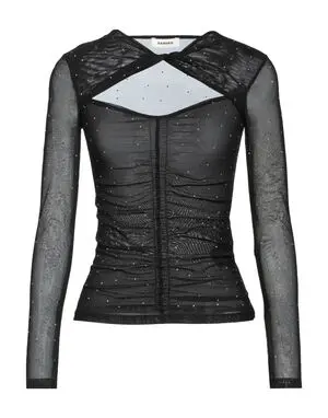 Sandro Tulle Top With Crystal Appliqués