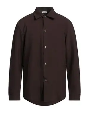 Sandro Man Shirt Sage Green Size M Polyester, Viscose, Elastane Brown