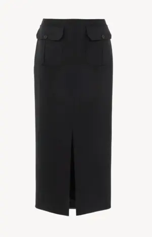 Chloé Midi Skirt In Wool Grain De Poudre