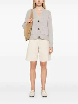 ALLUDE V-neck Virgin Wool-cashmere Cardigan - Grey