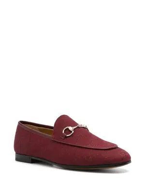 Gucci Macro Gg Canvas Loafers - Red