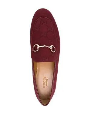Gucci Macro Gg Canvas Loafers - Red
