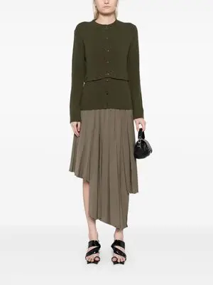 Rokh Multi-button Ribbed Knit Cardigan - Green