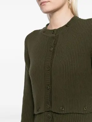 Rokh Multi-button Ribbed Knit Cardigan - Green