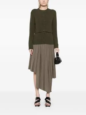 Rokh Ribbed Pleated Skirts - Brown