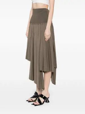 Rokh Ribbed Pleated Skirts - Brown