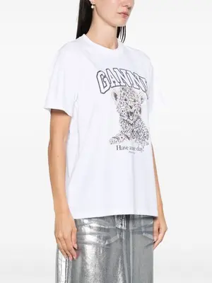 GANNI Leopard Jersey T-shirt