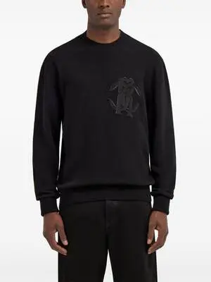Roberto Cavalli Logo-embroidered Wool Sweatshirt
