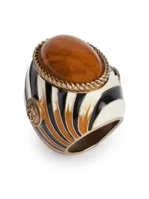 Roberto Cavalli Enameled Metal Ring - Black