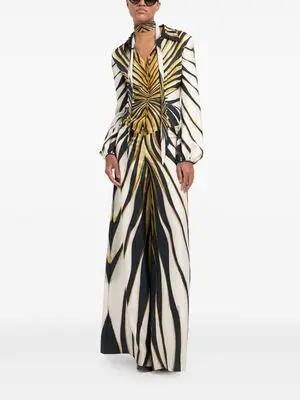 Roberto Cavalli Graphic Print Silk Jumpsuit