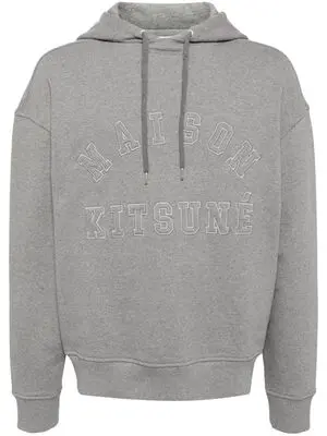 Maison Kitsuné Logo-embroidered Hoodie - Grey