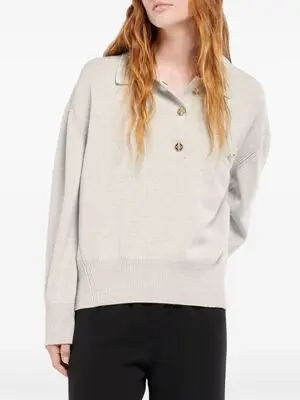 BARRIE Cashmere Polo Sweater - Grey