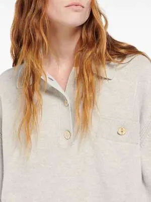 BARRIE Cashmere Polo Sweater - Grey