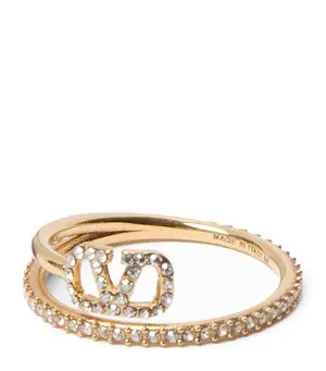 Valentino Garavani Embellished Vlogo Signature Ring - Gold