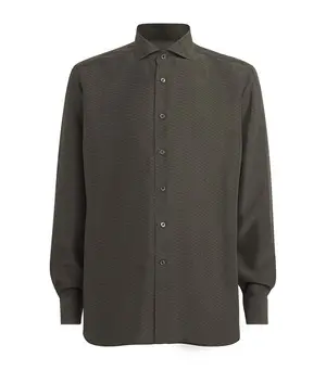 Corneliani Silk Diamond Print Shirt