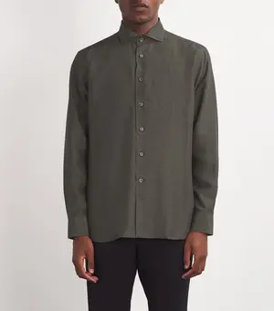 Corneliani Silk Diamond Print Shirt