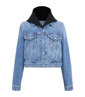 Alaïa Knitted-hood Denim Jacket