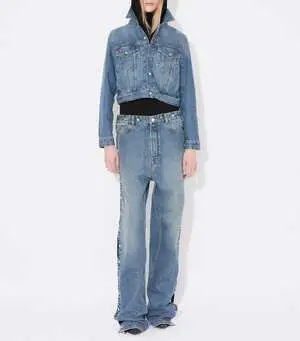 Alaïa Knitted-hood Denim Jacket
