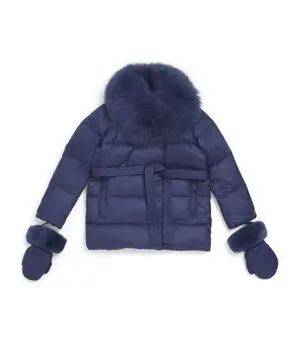 YVES SALOMON Fur-trim Down Puffer Jacket With Mittens