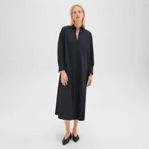 Theory Oversized Shirt Dress In Stretch Flannel