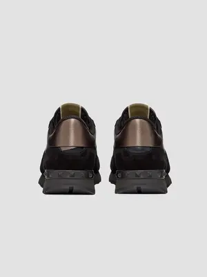 Valentino Garavani Rockrunner Camouflage Noir Metallic Sneakers - Black Multi