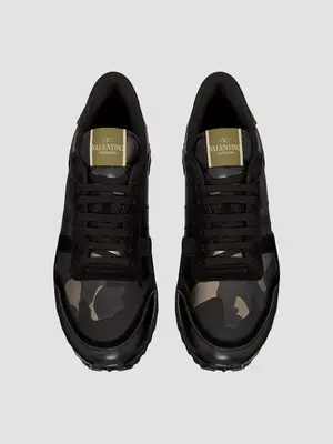 Valentino Garavani Rockrunner Camouflage Noir Metallic Sneakers - Black Multi