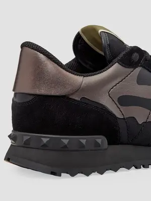 Valentino Garavani Rockrunner Camouflage Noir Metallic Sneakers - Black Multi