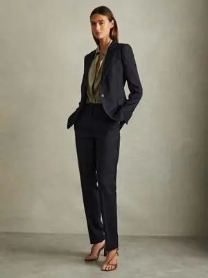 REISS Hallie Textured Single-breasted Suit Blazer - Navy