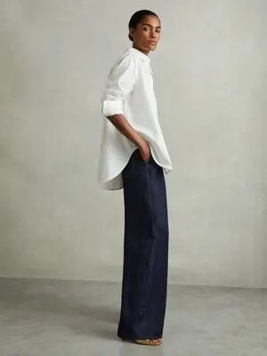 REISS Raymond Double Pleat Wide Leg Jeans