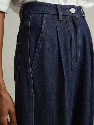 REISS Raymond Double Pleat Wide Leg Jeans