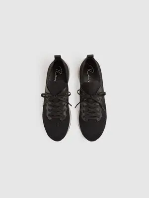 REISS Time Hybrid Knit Sneakers - Black/cream