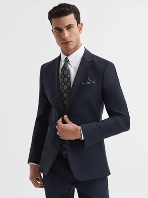 REISS Hope Modern Fit Travel Blazer - Navy