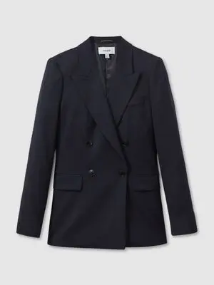REISS Hallie Textured Double Breasted Suit Blazer