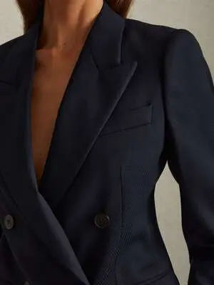 REISS Hallie Textured Double Breasted Suit Blazer
