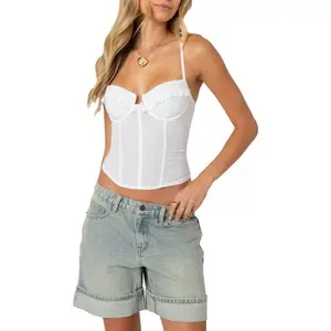 EDIKTED Linen & Cotton Corset Top