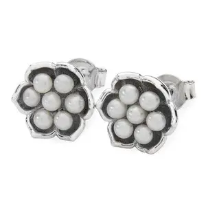LUCY QUARTERMAINE Royal Pearl Flower Stud Earrings