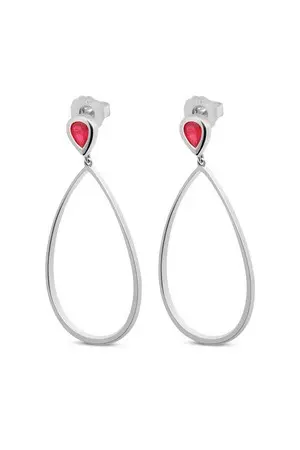 LUCY QUARTERMAINE Drop Earrings With Ruby - Sterling Silver
